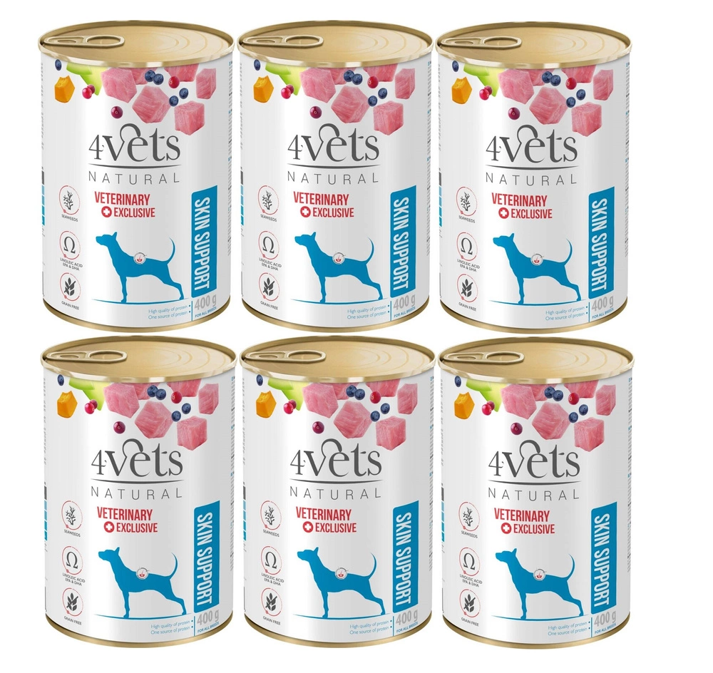 4 Vets Dog Skin Support 6x400 g - ZooLand.com.de | Online-Zoohandlung