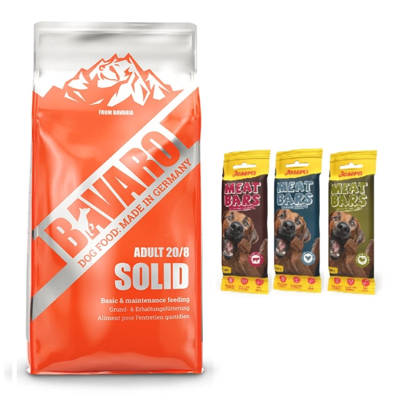 Josera Bavaro Solid 20/8 18kg + JOSERA Meat Bars MIX 3x40g - ZooLand.com.de | Online-Zoohandlung