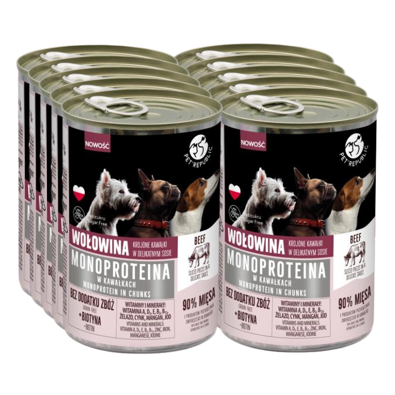 PetRepublic Monoprotein-Rindfleisch Hundefutter, Stückchen in Sauce ...