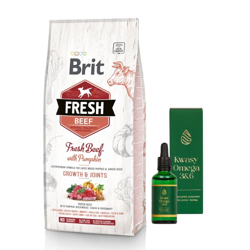 Brit Fresh Beef & Pumpkin Puppy Large Growth & Joints 12kg + LAB-V ...