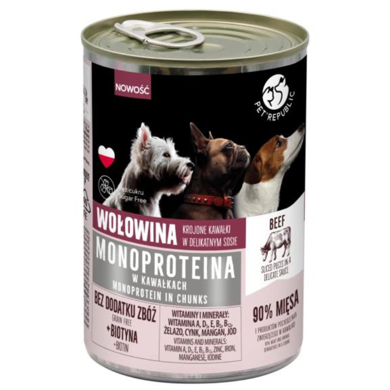 PetRepublic Monoprotein-Rindfleisch Hundefutter, Stückchen in Sauce ...